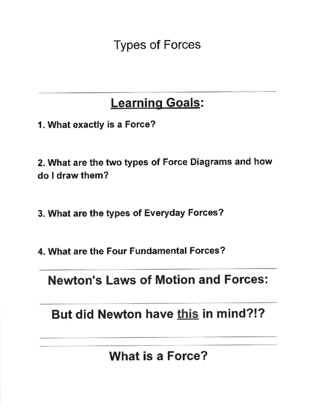 Physics 2828: Types of Forces and Force Diagrams Guide - Studocu