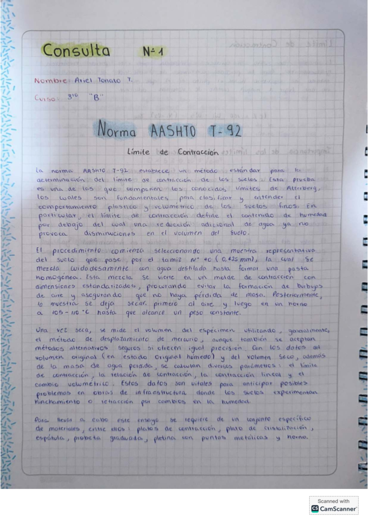 Consulta 1: Norma AASHTO sobre Límite de Contracción de Suelos - Studocu