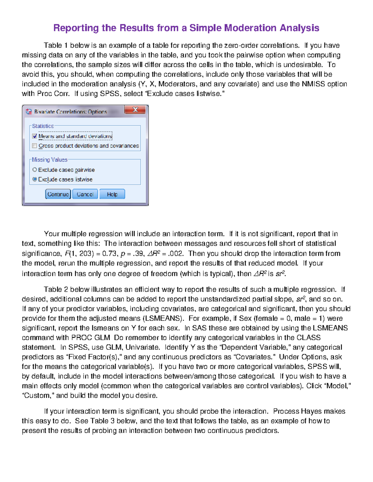 Moderation Analysis Results: Simple Regression Techniques and Examples ...