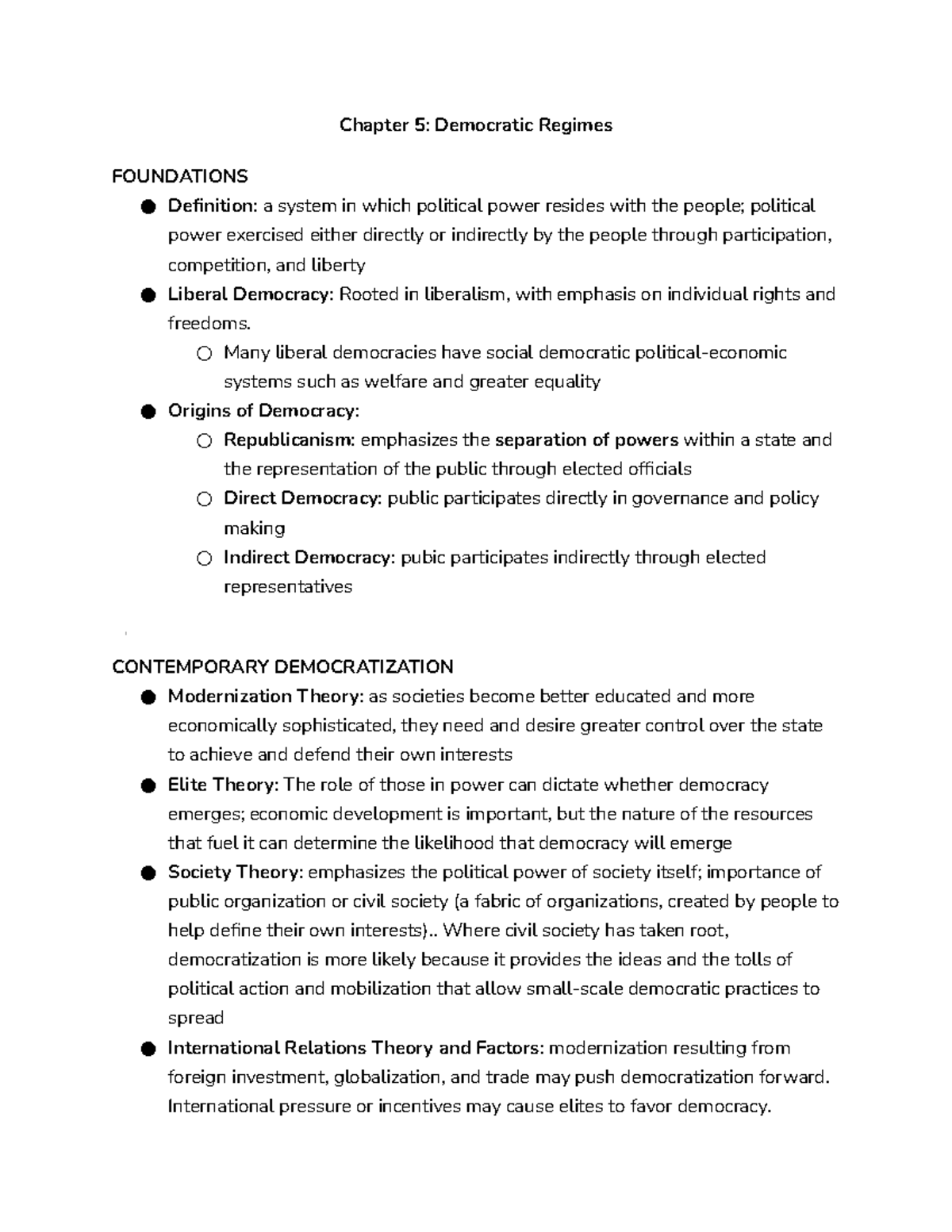 E Ch 5: Foundations and Models of Democratic Regimes - Studocu