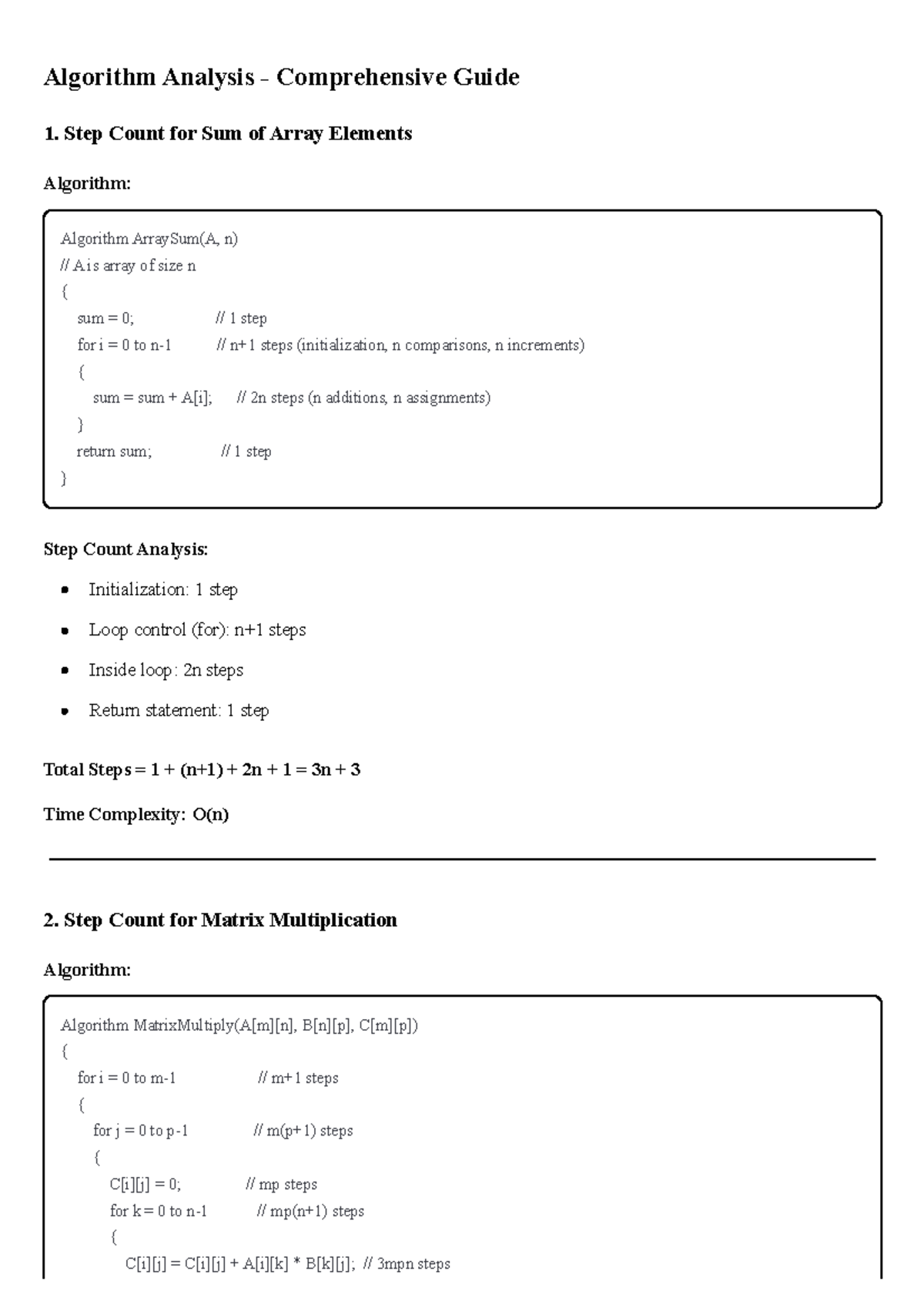 Algorithm Analysis - Unit 1: Comprehensive Guide to Step Counts and ...