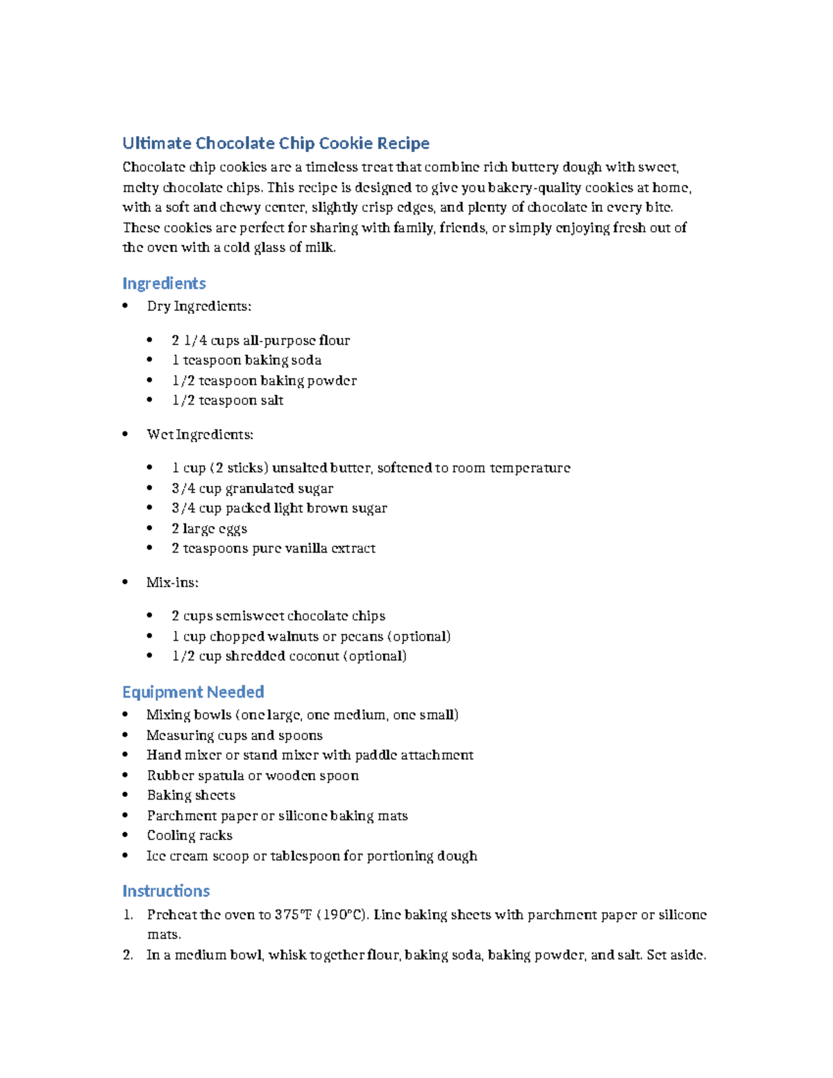 Chocolate Chip Cookie Recipe: Soft & Chewy Delight - Studocu