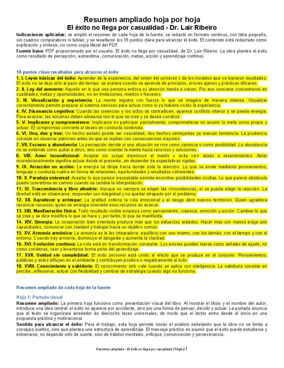 Resumen ampliado de "El éxito no llega por casualidad" - Dr. Lair ...