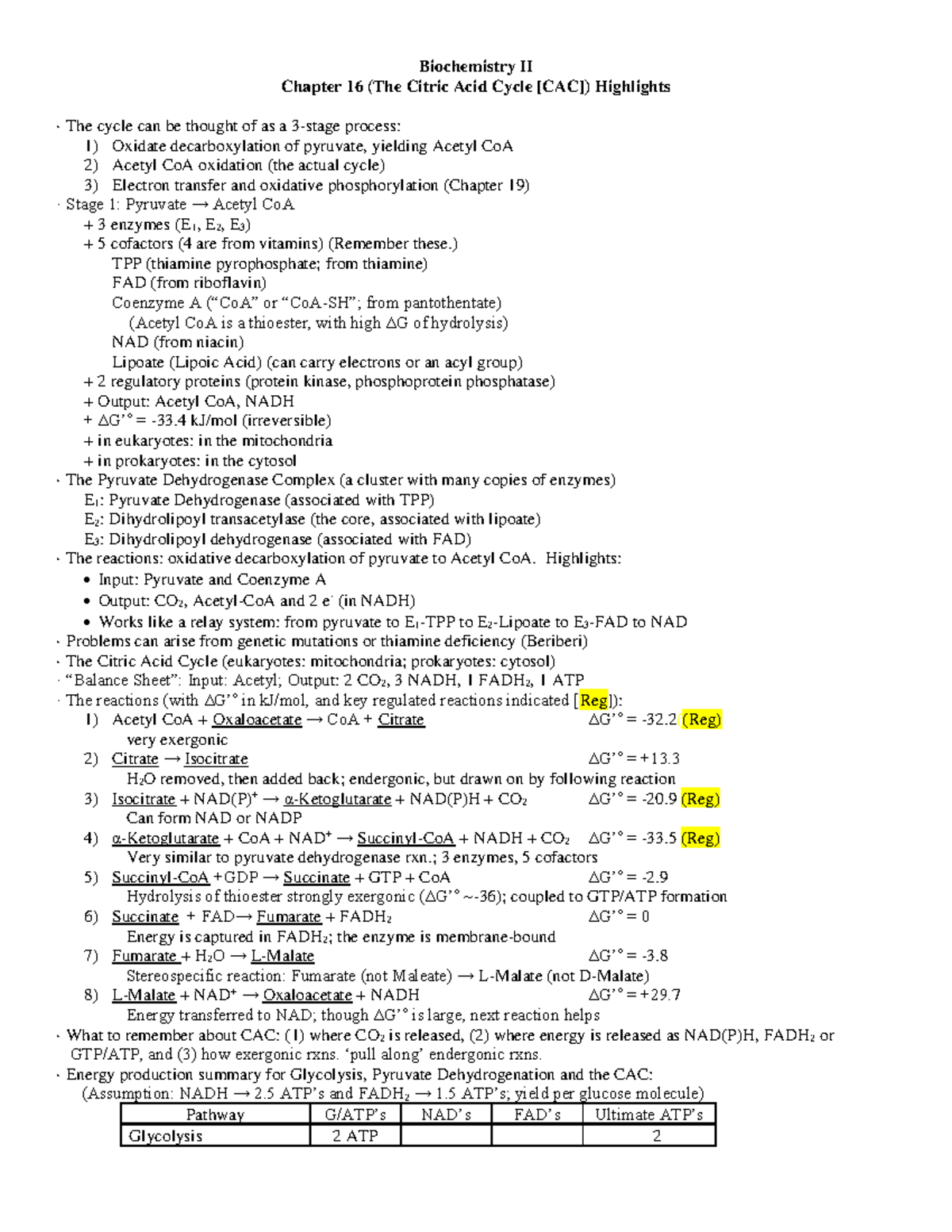 Biochem II Final Exam Review: Chapters 16-18 on Nutrition & Metabolism ...