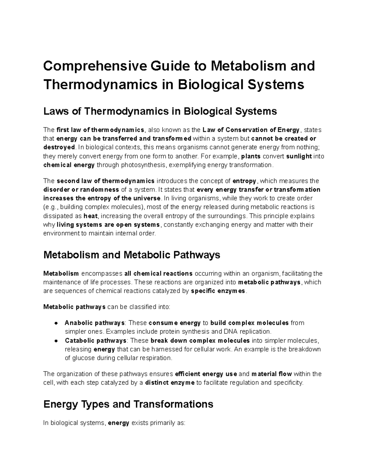 Chapter 9 Lecture Notes: Metabolism & Thermodynamics in Bio Systems ...