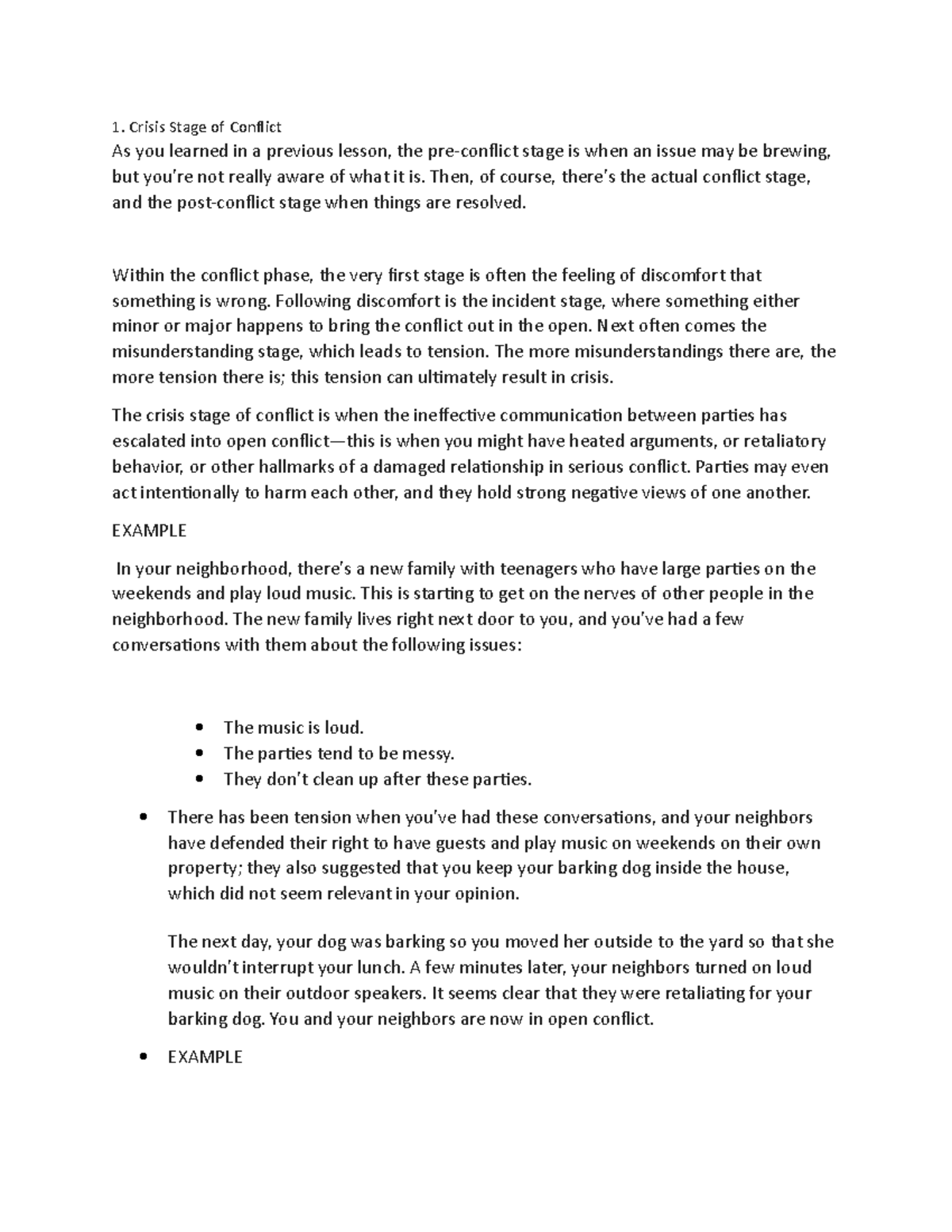 Conflict 2 - Crisis Stage & Resolution Notes - Studocu