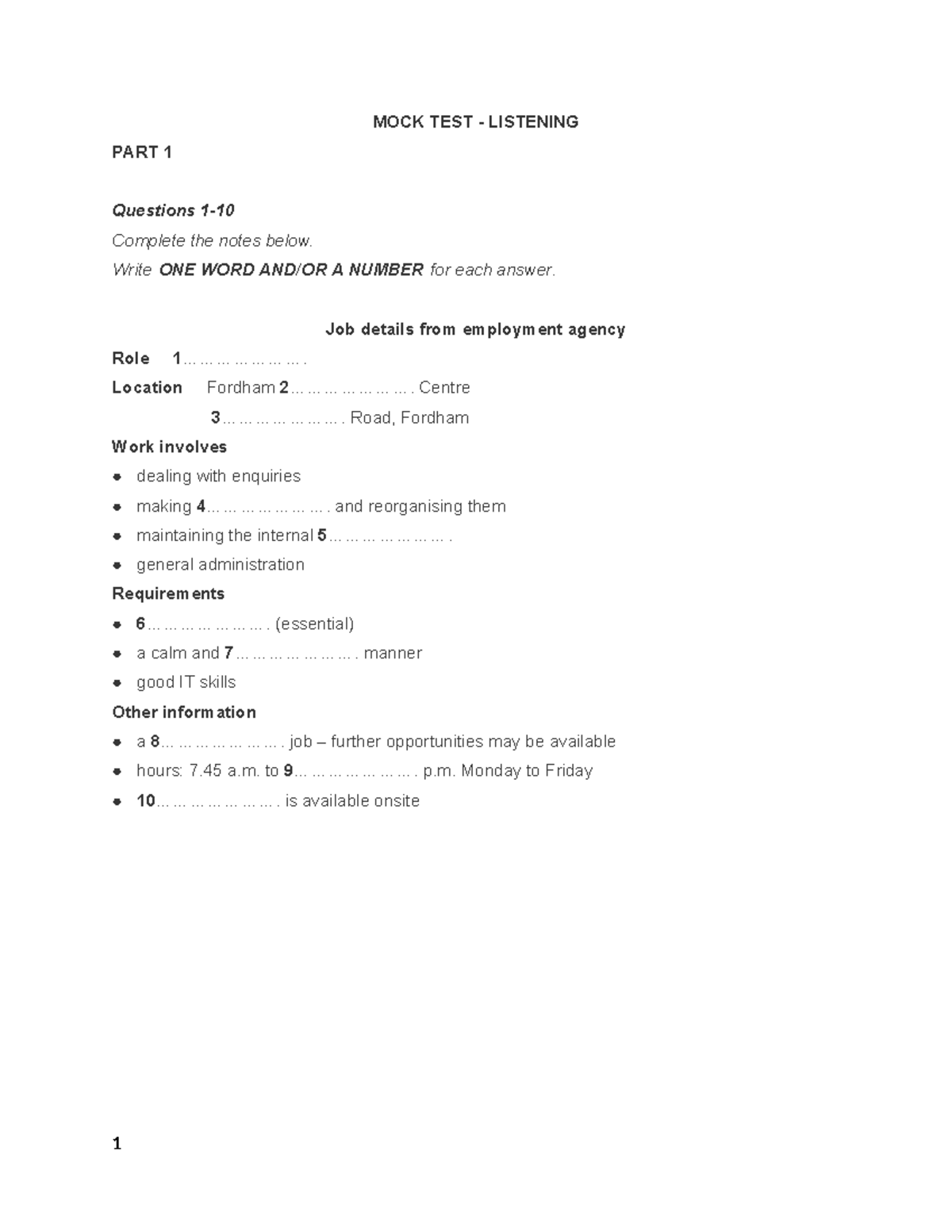 Mock Test - Listening Skills Practice - Studocu