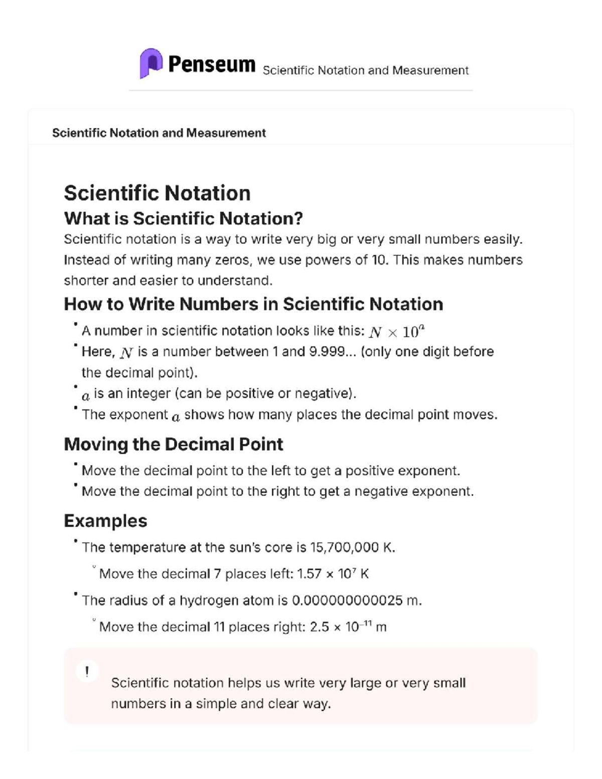 Scientific Notation and Measurement: Key Concepts and Examples - Studocu