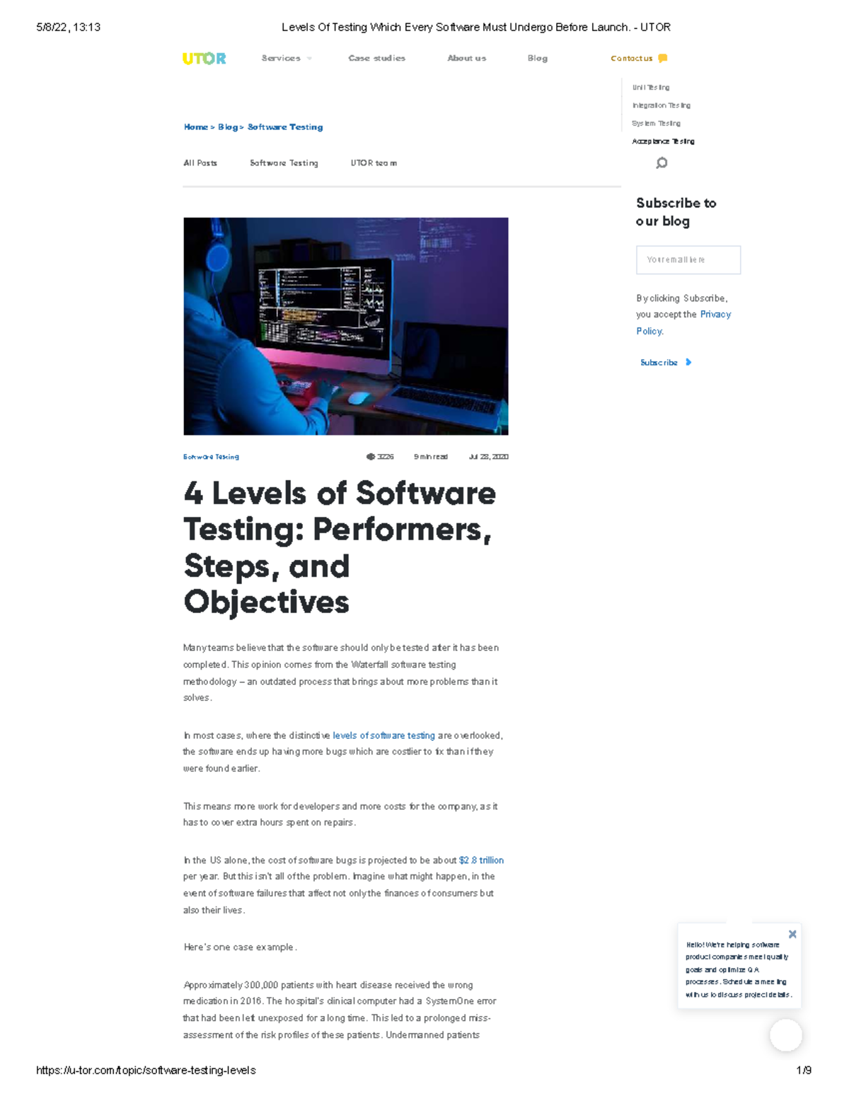 22-2 Levels of Software Testing Every Application Must Complete - UTOR ...
