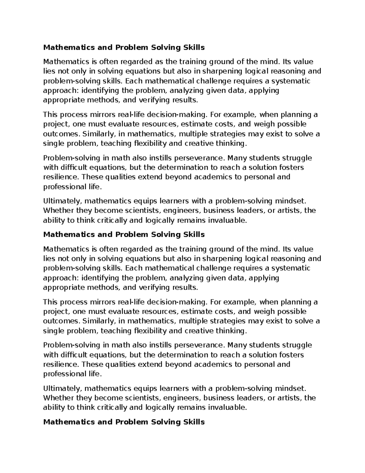 Mathematics & Problem Solving Skills: A Systematic Approach - Studocu