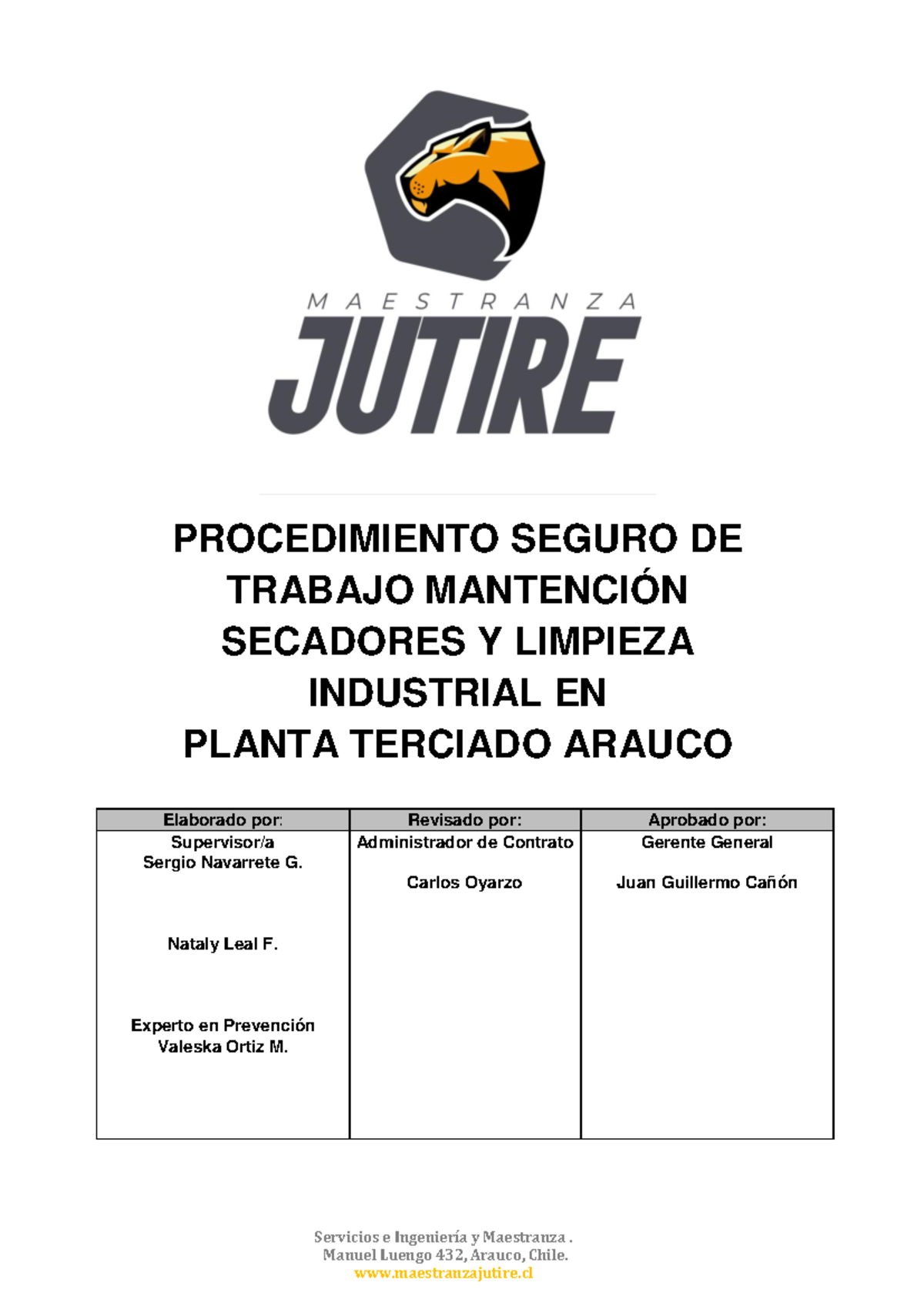 PST JTR-PST-SST-01: Procedimiento Seguro de Trabajo en Secadores y ...