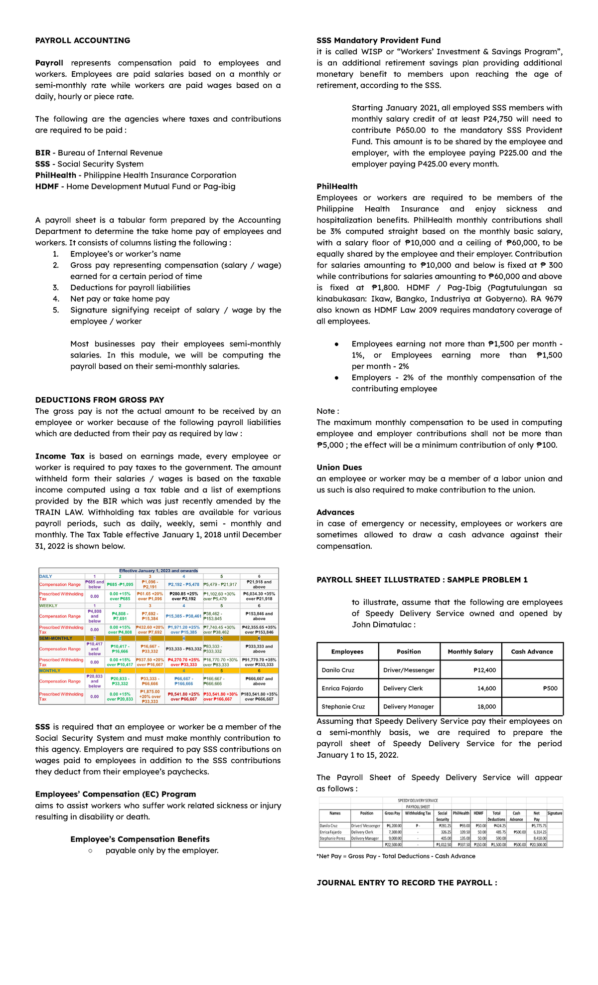 Basic Accounting: Payroll Accounting Overview and Guidelines - Studocu