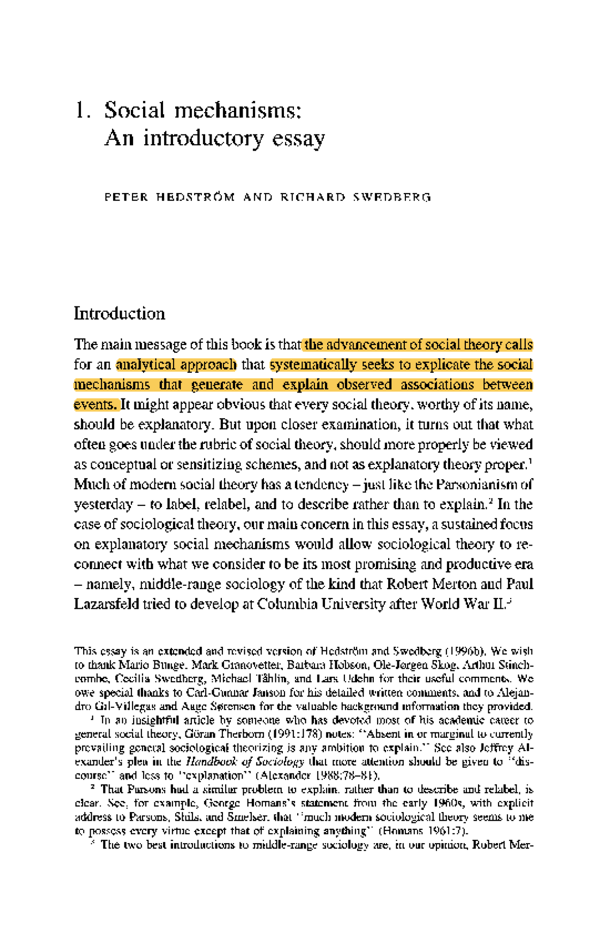 Analyzing Social Mechanisms: A Framework for Sociological Theory - Studocu