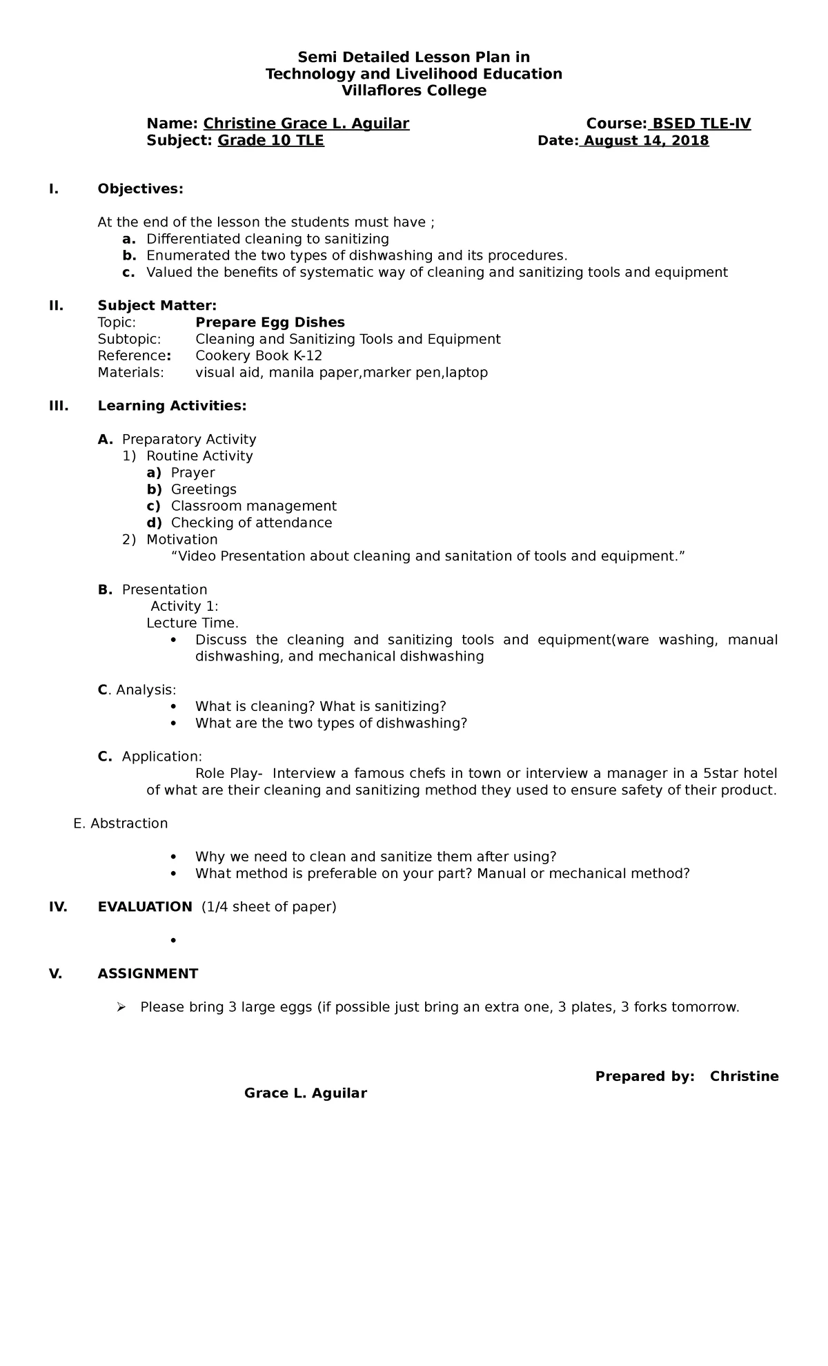 Classification of Appetizer - Semi Detailed Lesson Plan in Technology ...