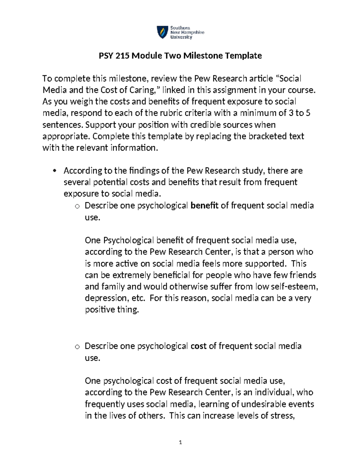 M2 assignment complete - PSY 215 Module Two Milestone Template To ...