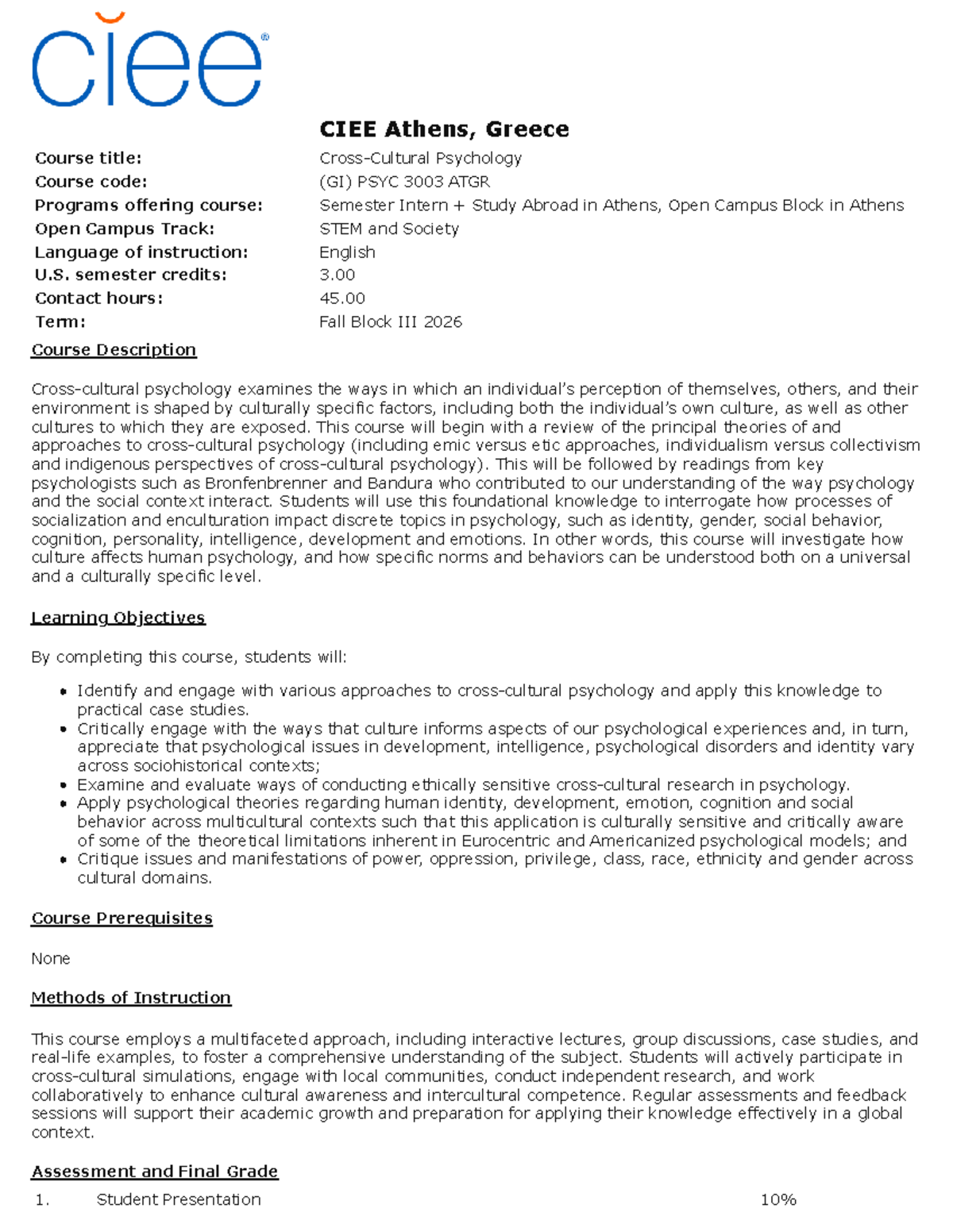 (GI) PSYC 3003 ATGR - Cross-Cultural Psychology Overview and Insights ...
