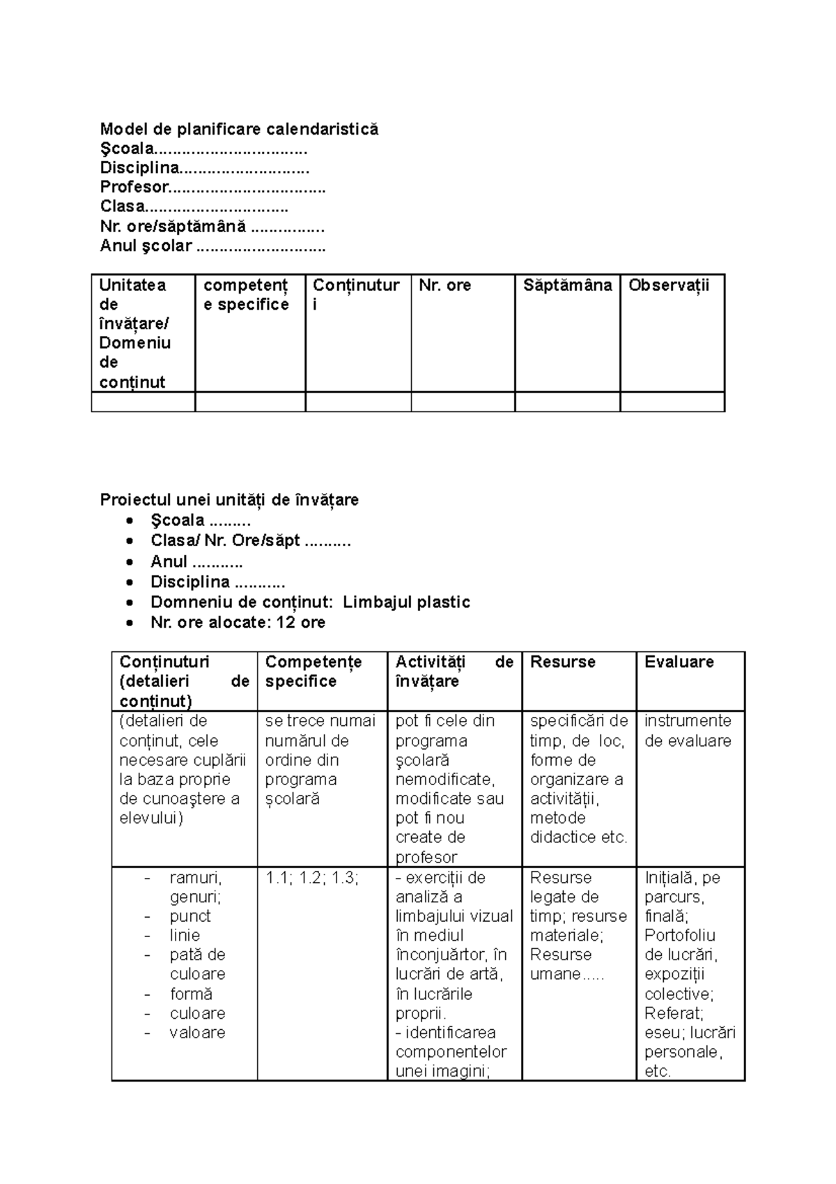Planificare Unitate de Învățare - Proiect Didactic Detaliat - Studocu