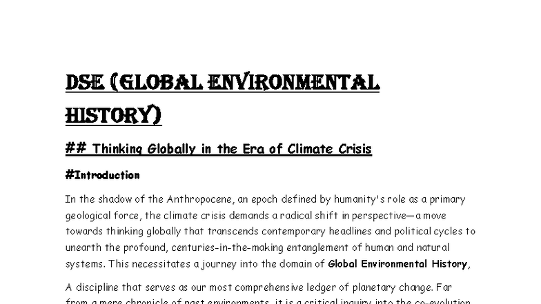 Global Environmental History (DSE) Comprehensive Study Notes - Studocu