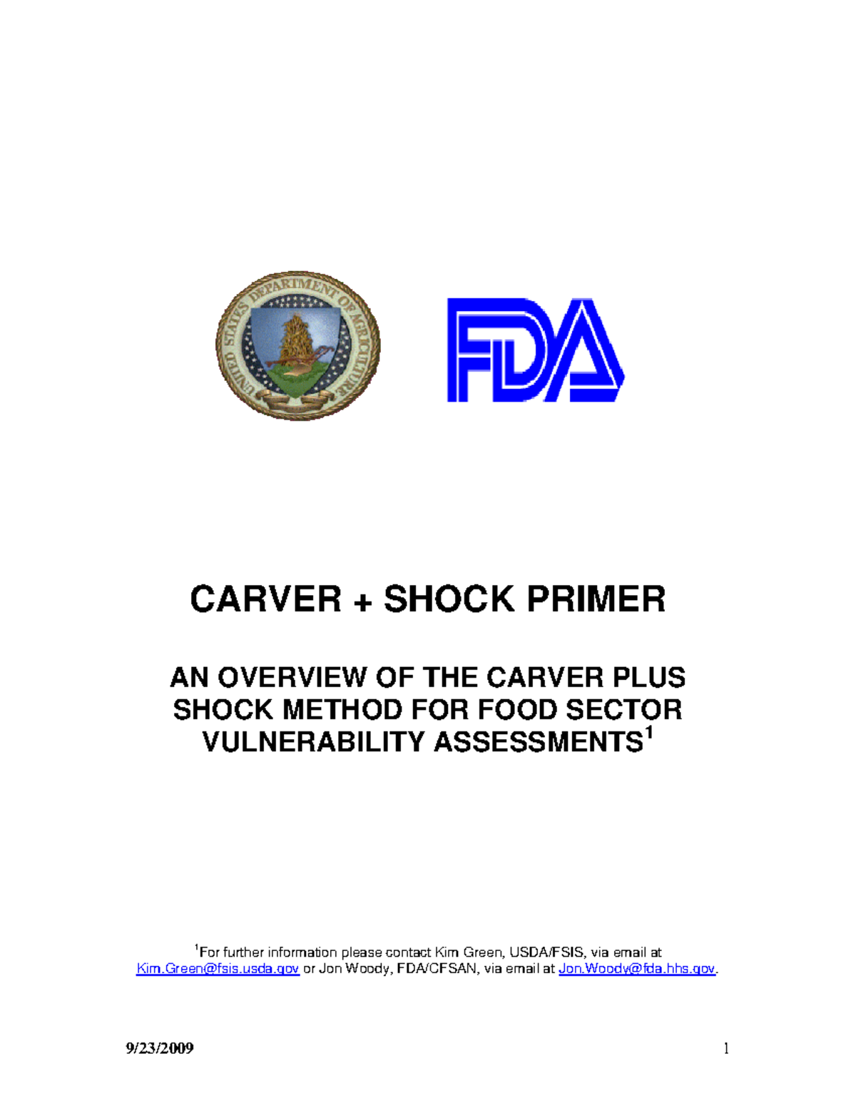 CARVER+Shock Primer Overview for Food Sector Vulnerability Assessments ...