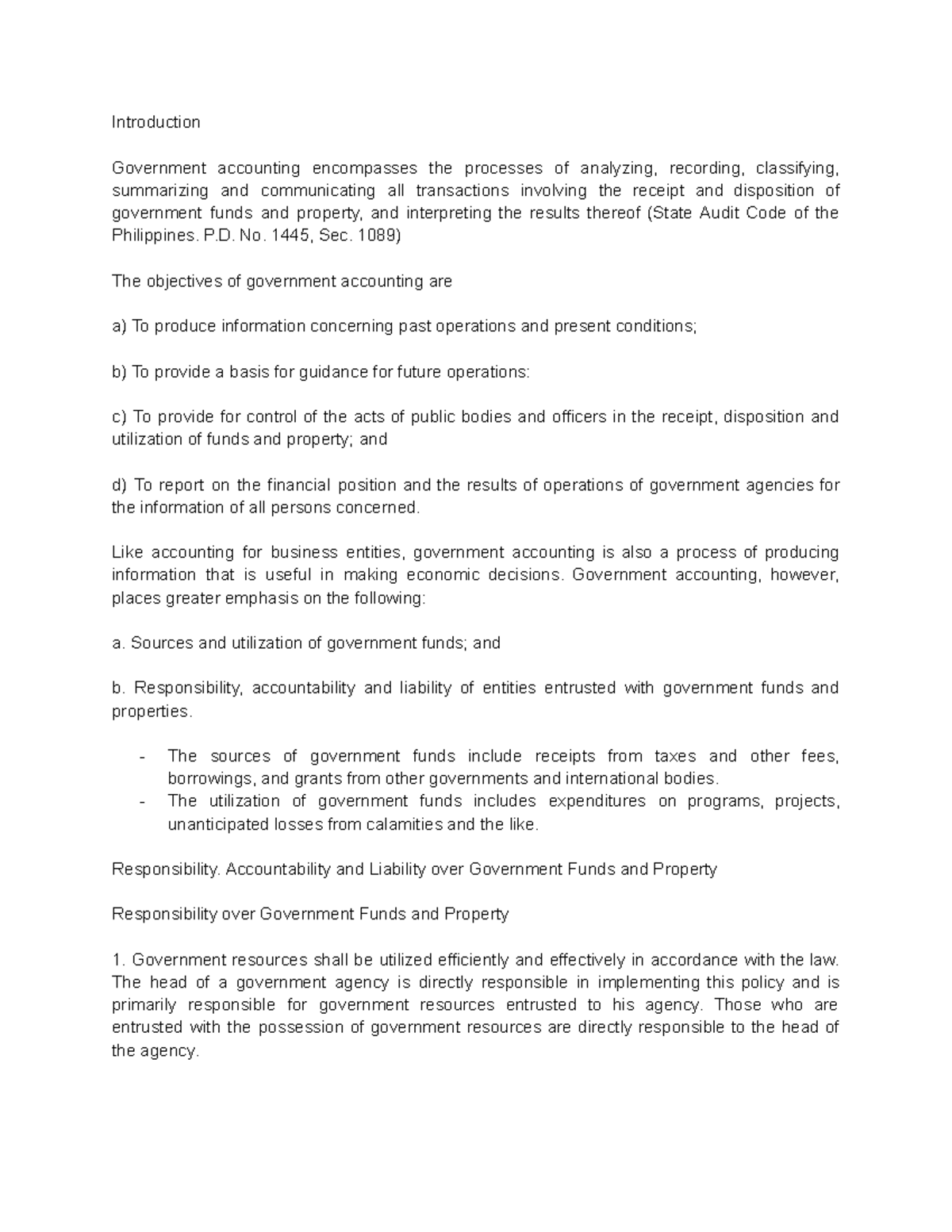 Government Accounting Manual for National Government Agencies (GAM-NGA) Overview - Studocu