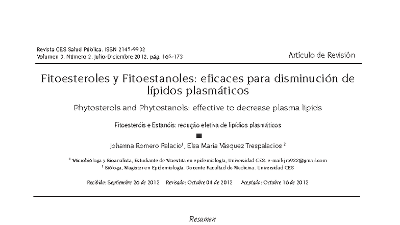 Fitoesteroles y Fitoestanoles: Efectividad en la Reducción de Lípidos ...