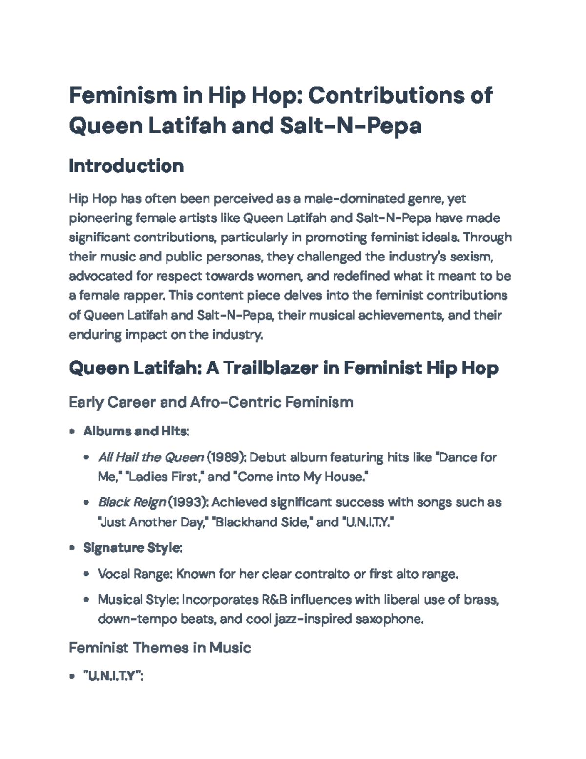 Feminism in Hip Hop: The Impact of Queen Latifah and Salt-N-Pepa ...