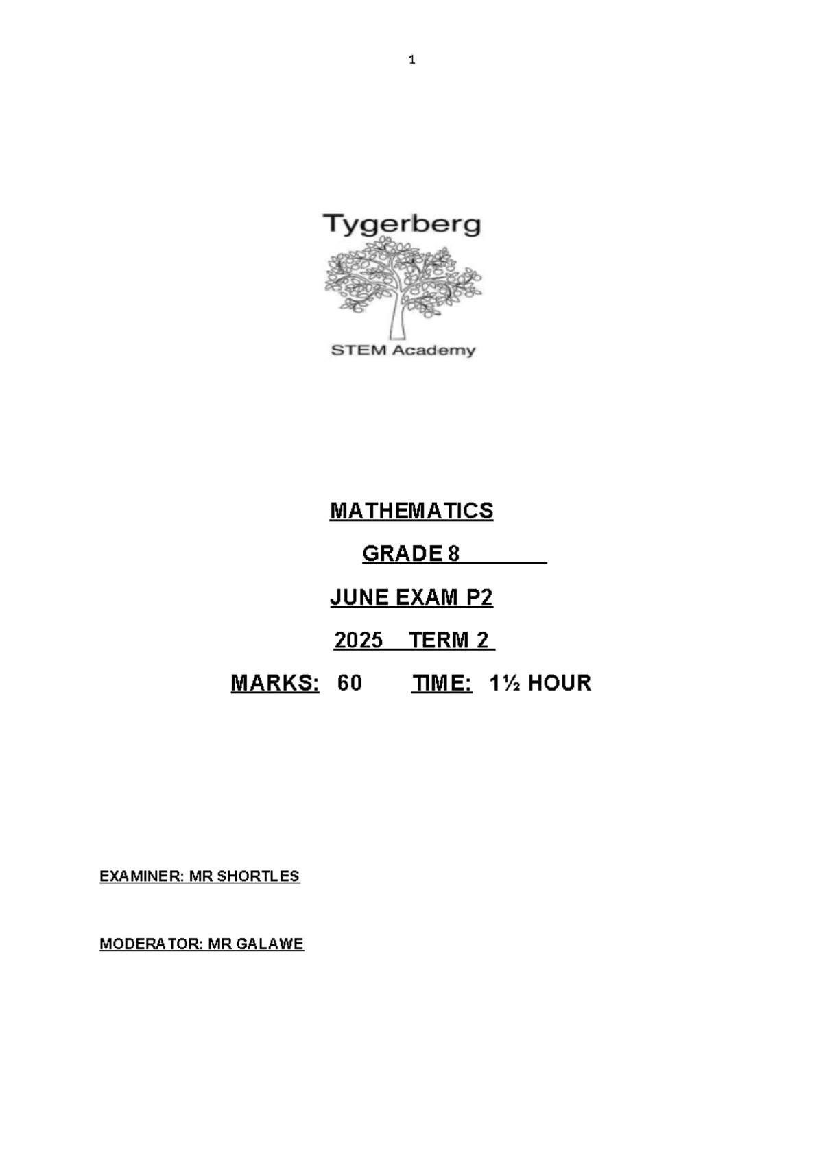 2025 8MATH T2 June Exam Paper 2 - Marks: 60 - Studocu