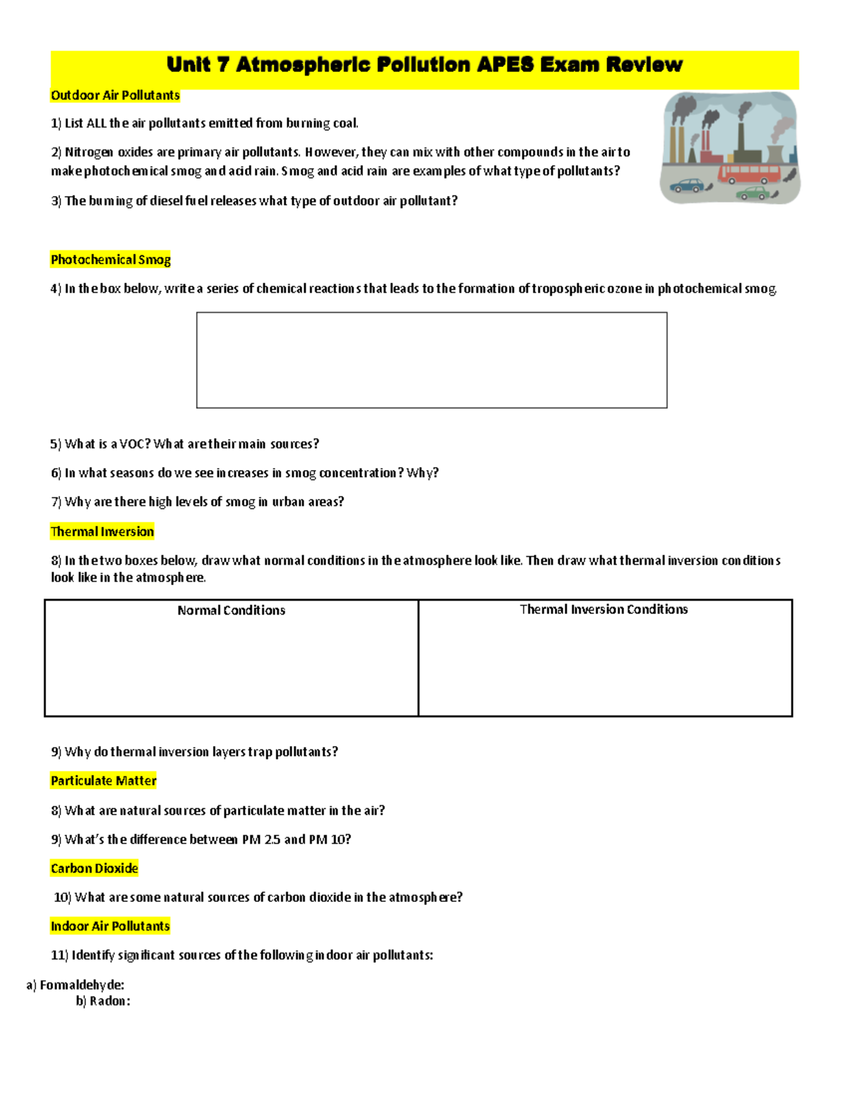 Unit 7 Atmosphericpollution AP Exam Review - Normal Conditions Thermal ...