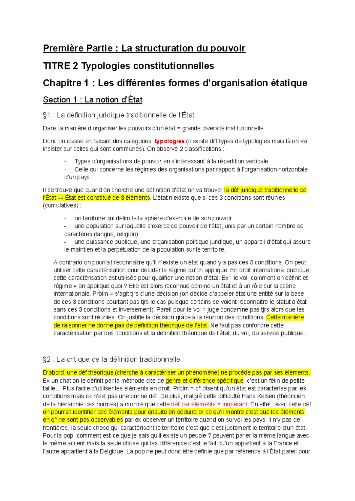 Constit Chapitre 1 Titre 2 : Typologies Constitutionnelles S1 L1 - Studocu