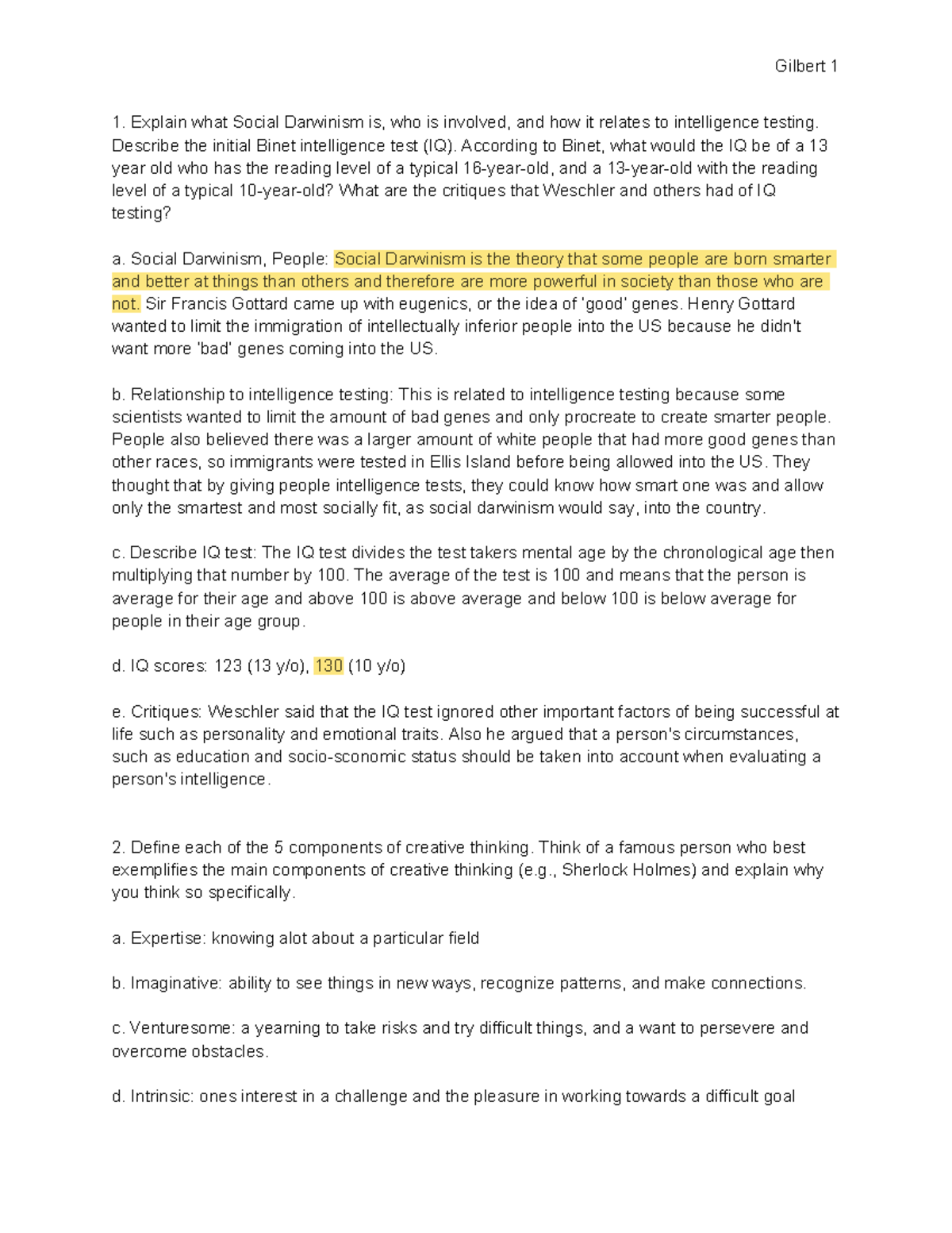Psych 160 Chapter 8 Assignment: Social Darwinism & Intelligence Testing ...