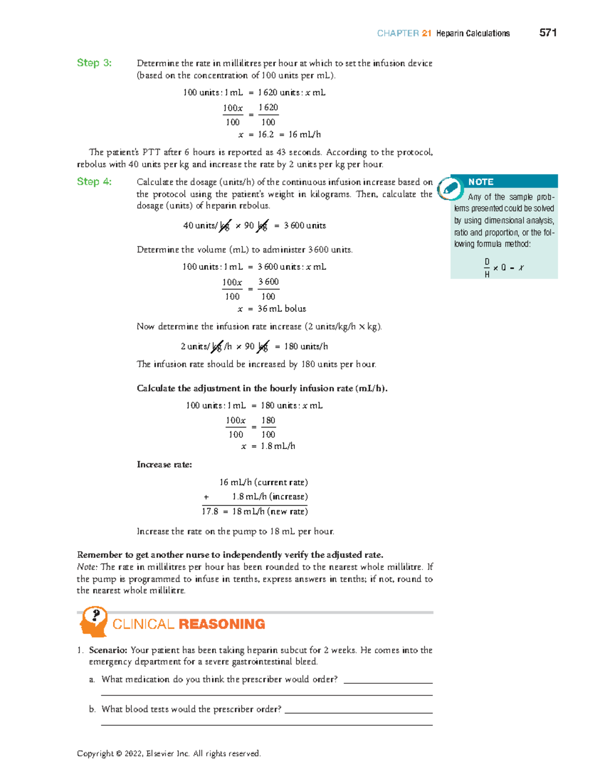 CHAPTER 21: Heparin Calculations and Infusion Rate Adjustments - Studocu