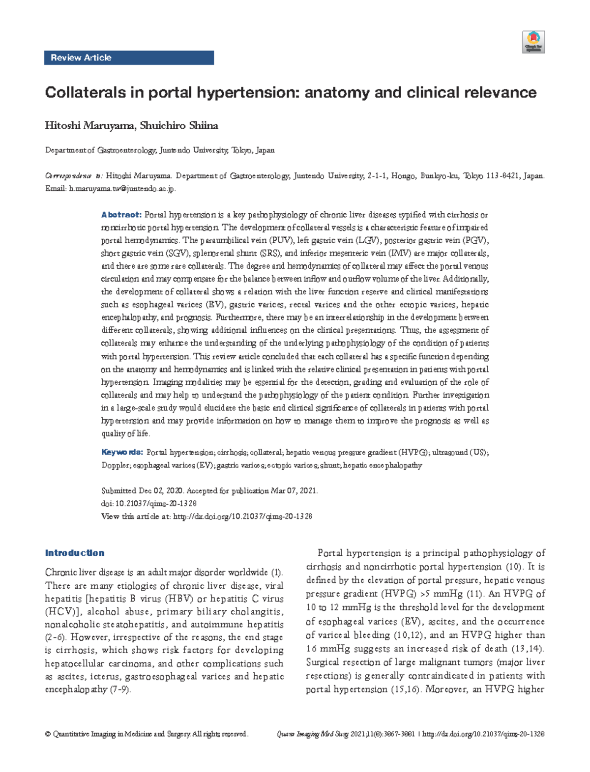 Collaterals in Portal Hypertension: Anatomy & Clinical Relevance Review ...
