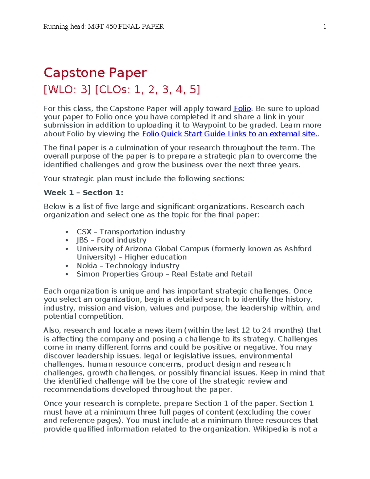 MGT 450 Capstone Paper: Strategic Planning for Coca-Cola - Studocu