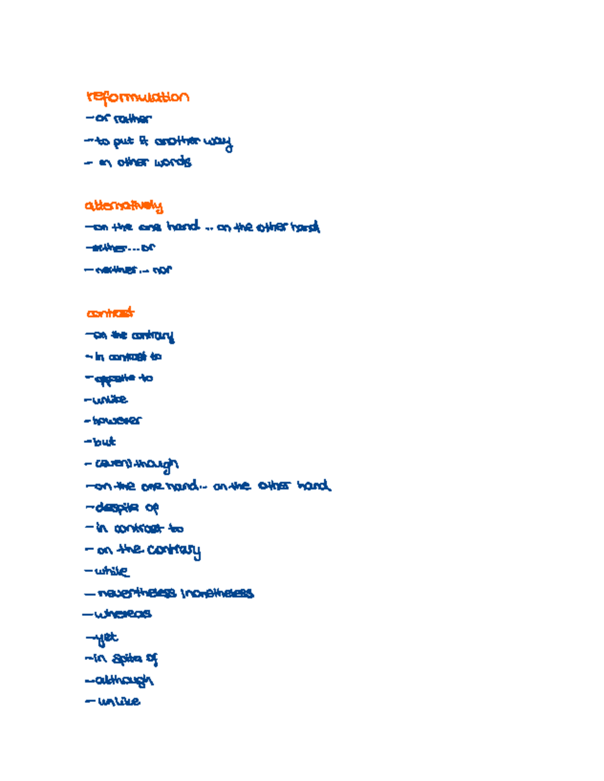 Englisch Lernzettel 3 - reformulation - or rather - to put it another ...