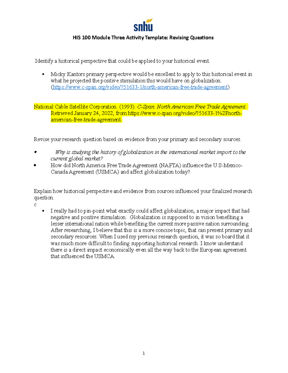 HIS 100 Module Three Activity Revising Questions - HIS 100 Module Three ...