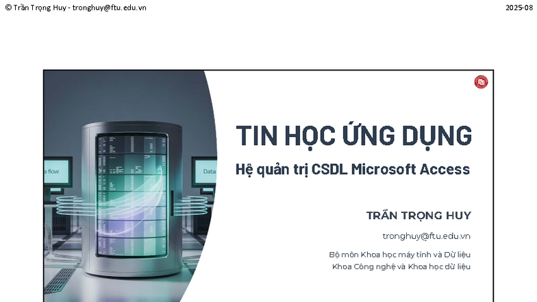 Bài Giảng TIN203: Cơ Sở Dữ Liệu với Microsoft Access - Trần Trọng Huy ...