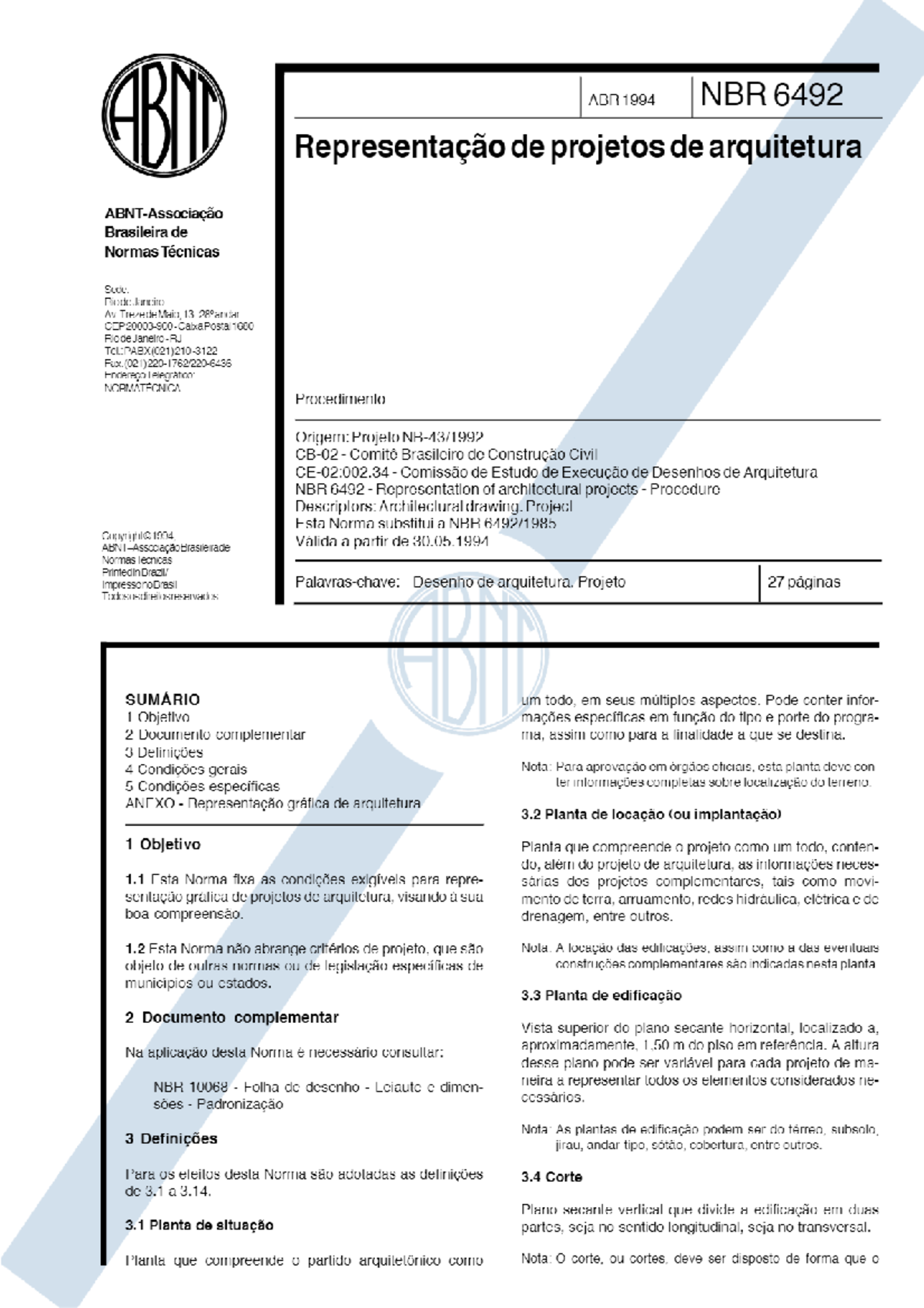 NBR 6492: Representação de Projetos de Arquitetura e Normas Técnicas ...