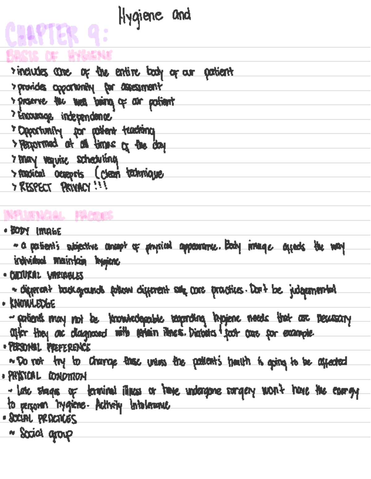 Chapter 9: Essential Hygiene Practices for Patient Care - Studocu