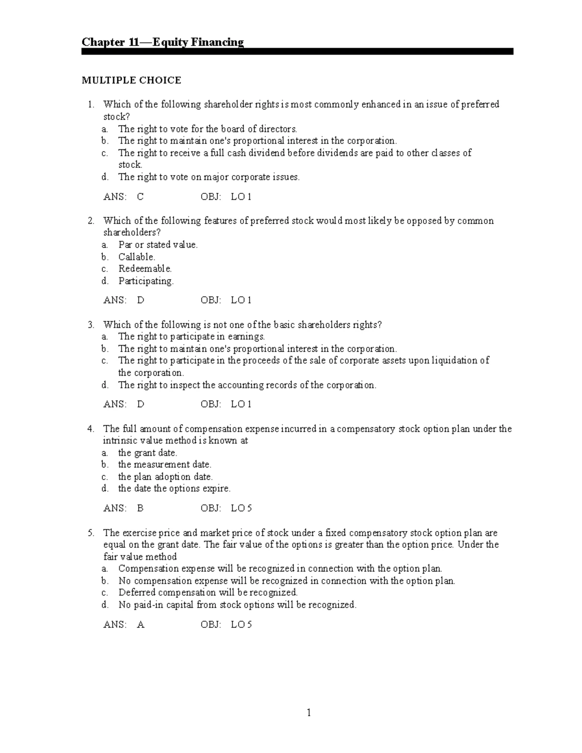 Solutions Chapter 15 Kieso - CHAPTER 15 Equity ASSIGNMENT CLASSIFICATION TABLE (BY TOPIC) Topics ...