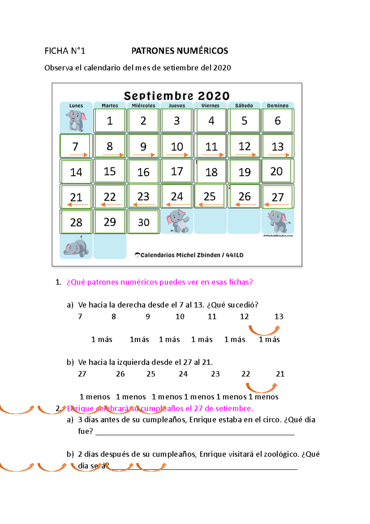 Ficha 1 Y 2 Problemas Patrones Numéricos - FICHA N°1 PATRONES NUMÉRICOS ...