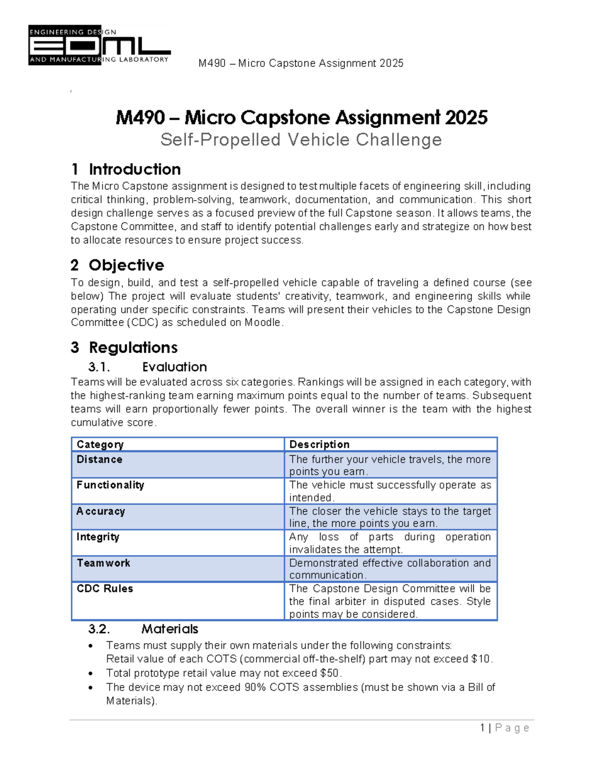 M490 Micro Capstone Vehicle Challenge 2025: Design & Evaluation Guide ...