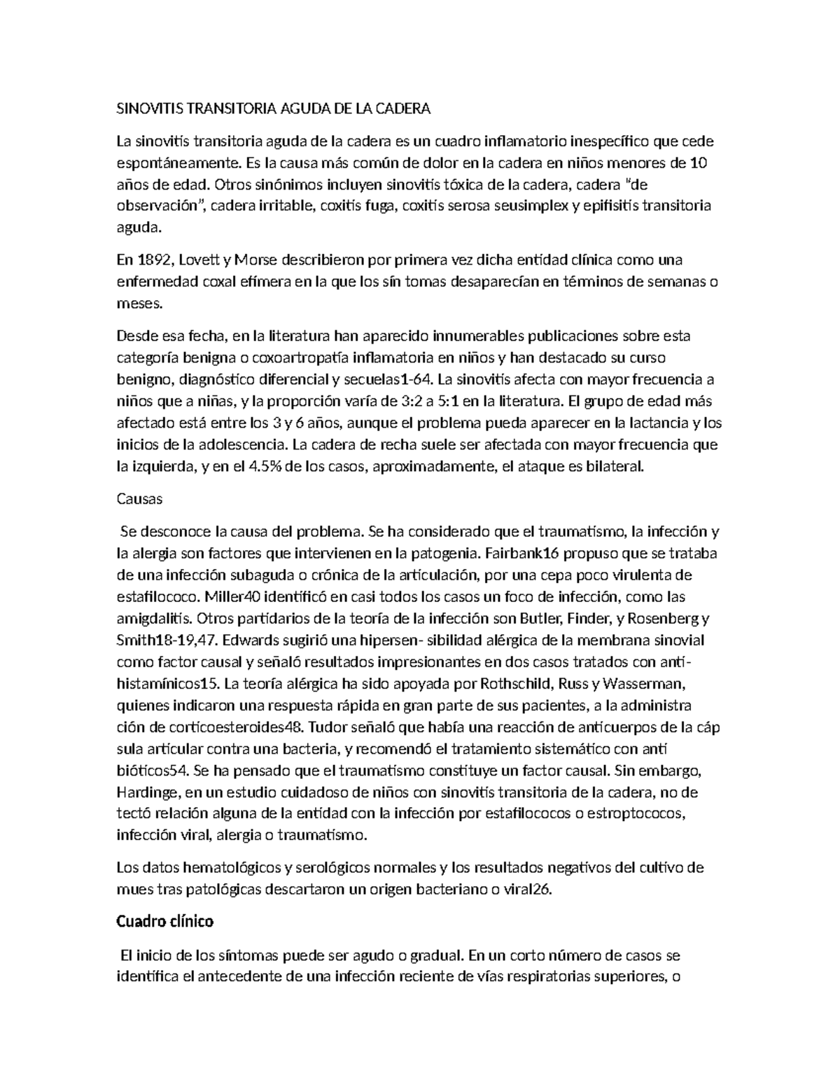 SINOVITIS TRANSITORIA AGUDA DE LA CADERA: Diagnóstico y Tratamiento ...