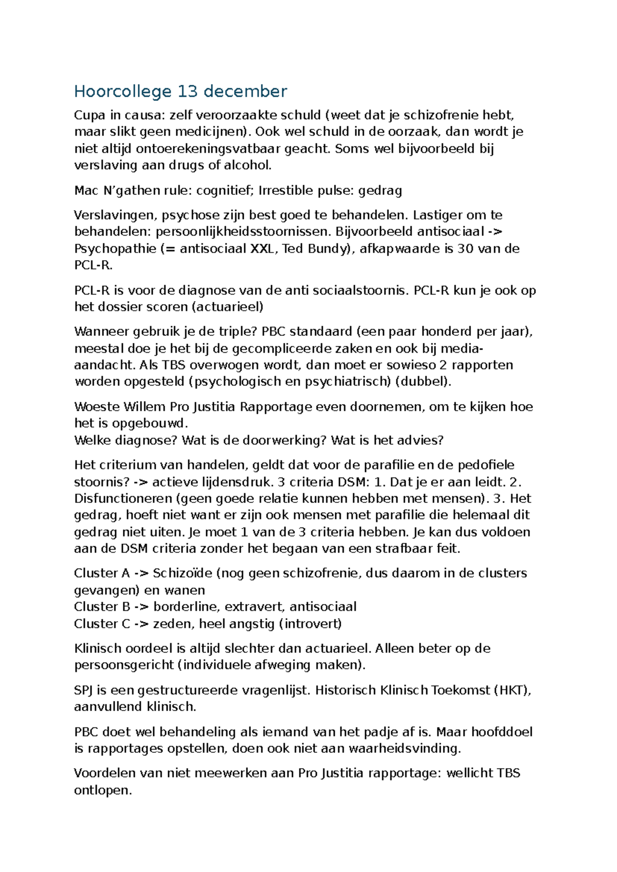 HC 16 - 13 Dec - Aantekeningen over Schuld en Psychopathologie ...