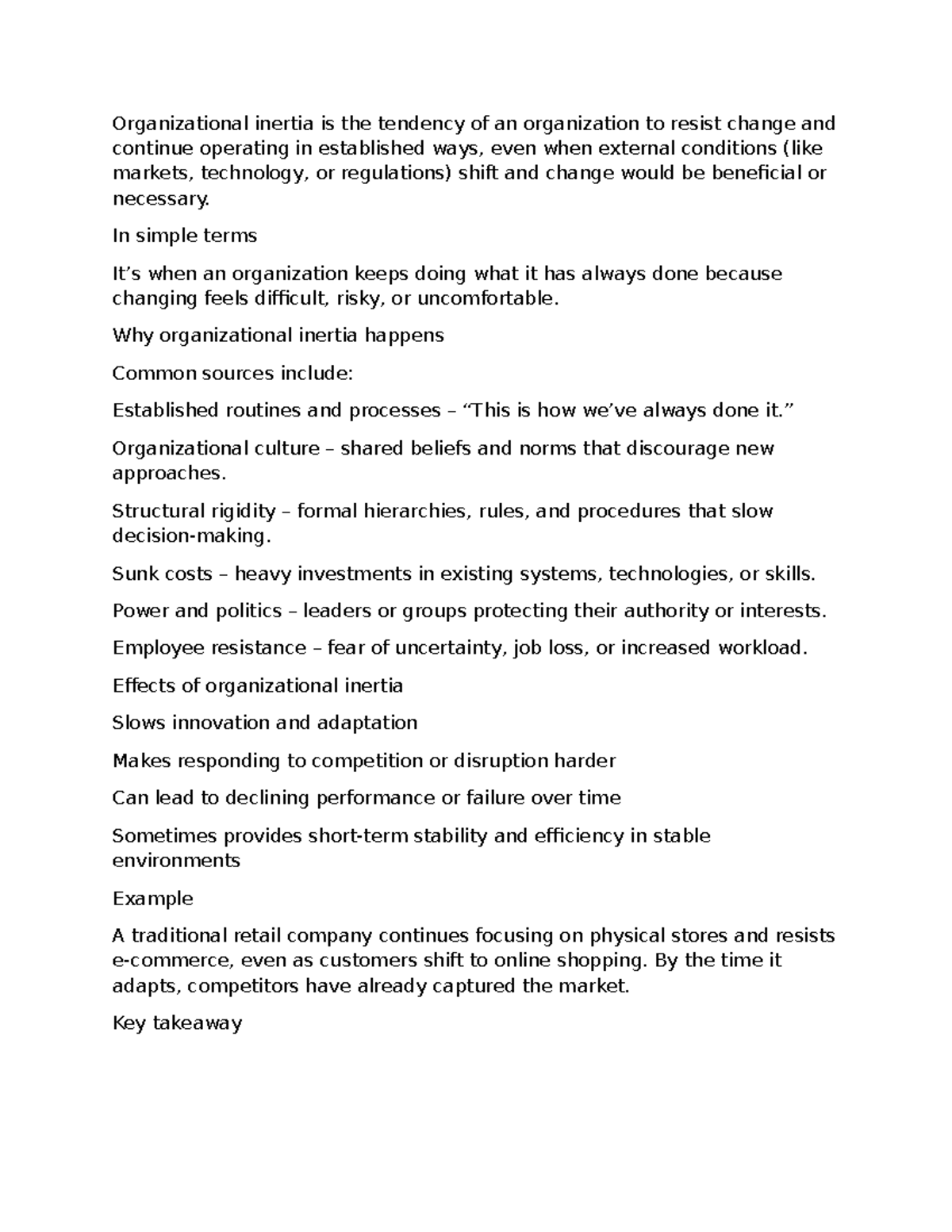 Organizational Inertia: Understanding Resistance to Change - Studocu