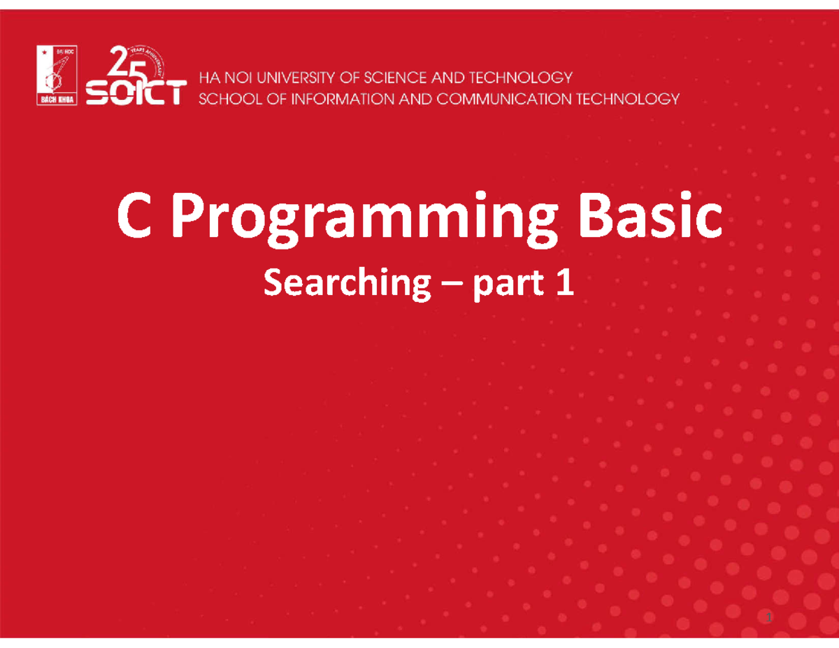 C Programming (CS101) - Chapter 6: Basic Searching Techniques - Studocu