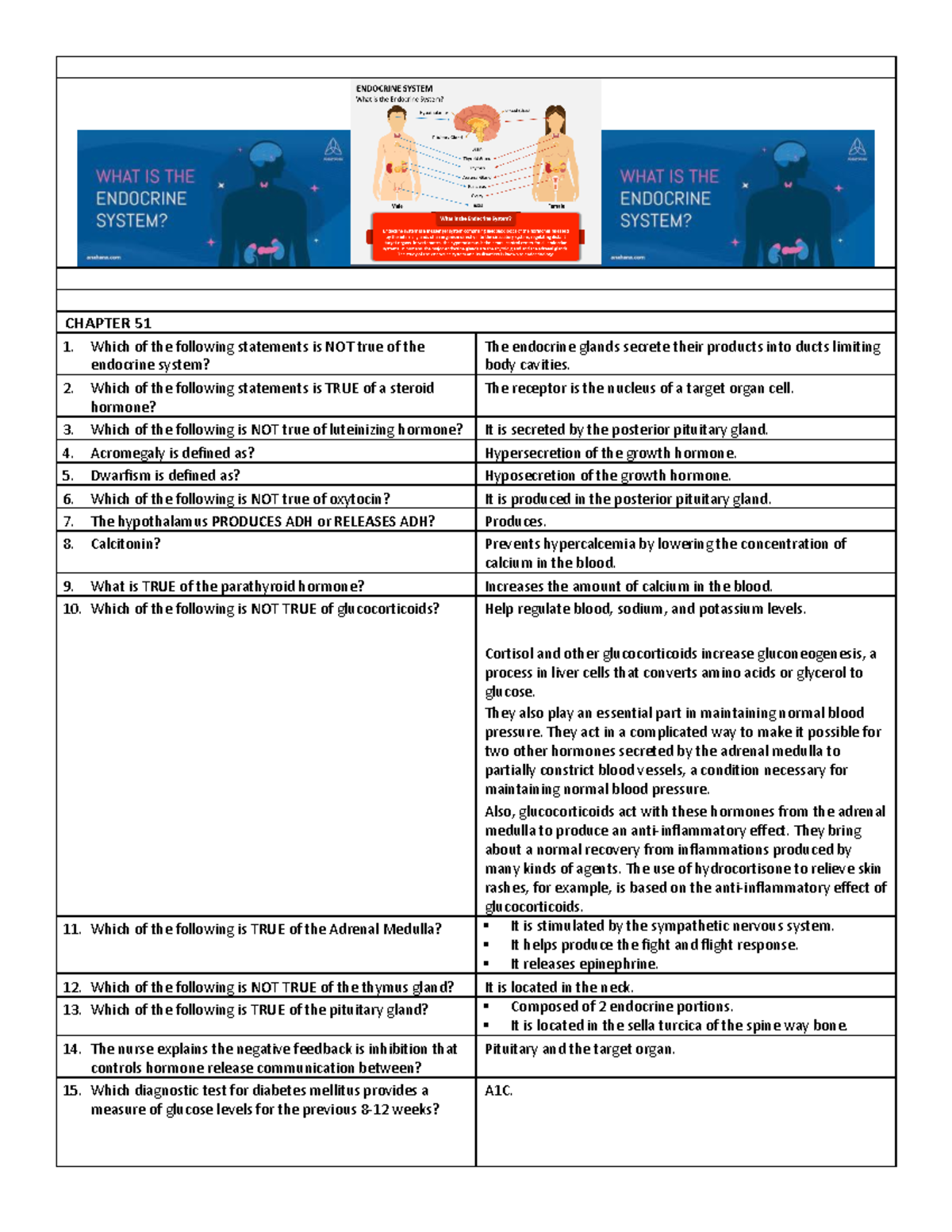Endocrine System Final Exam Notes - Course Code: ENDO 101 - Studocu