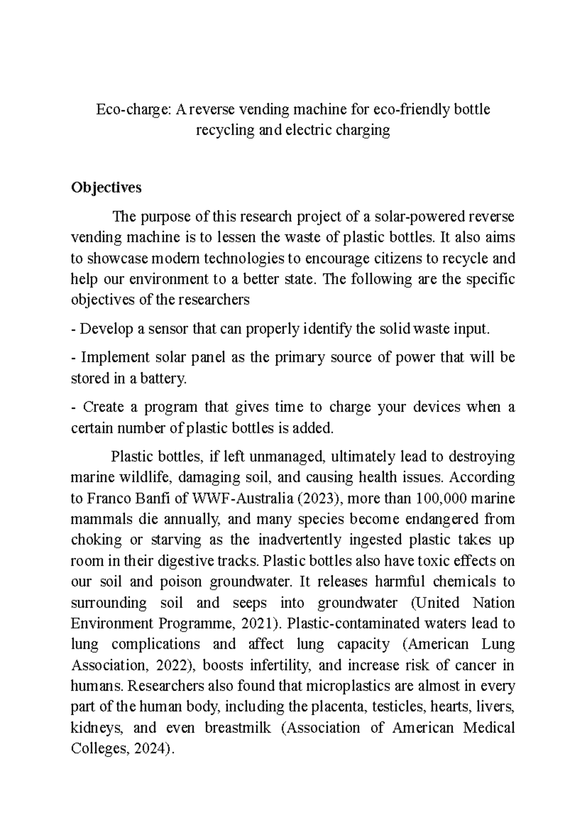 Eco-Charge: Solar-Powered Reverse Vending Machine for Recycling - Studocu