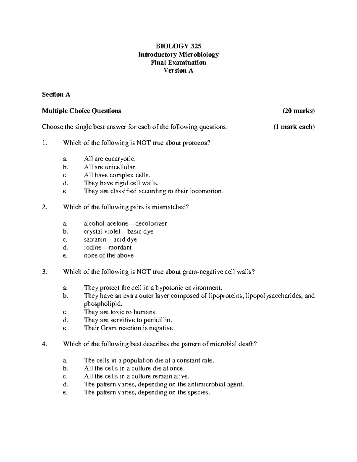 BIOL325 Final Exam Sample Questions and Answers Guide - Studocu