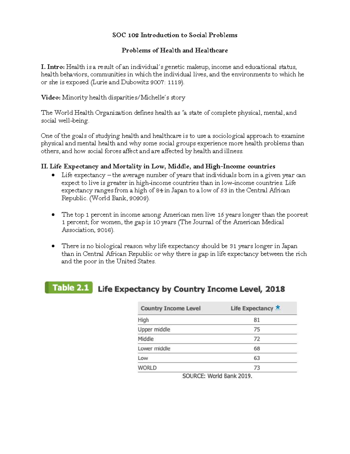 SOC 102: Exploring Health Disparities & Social Determinants of Health ...