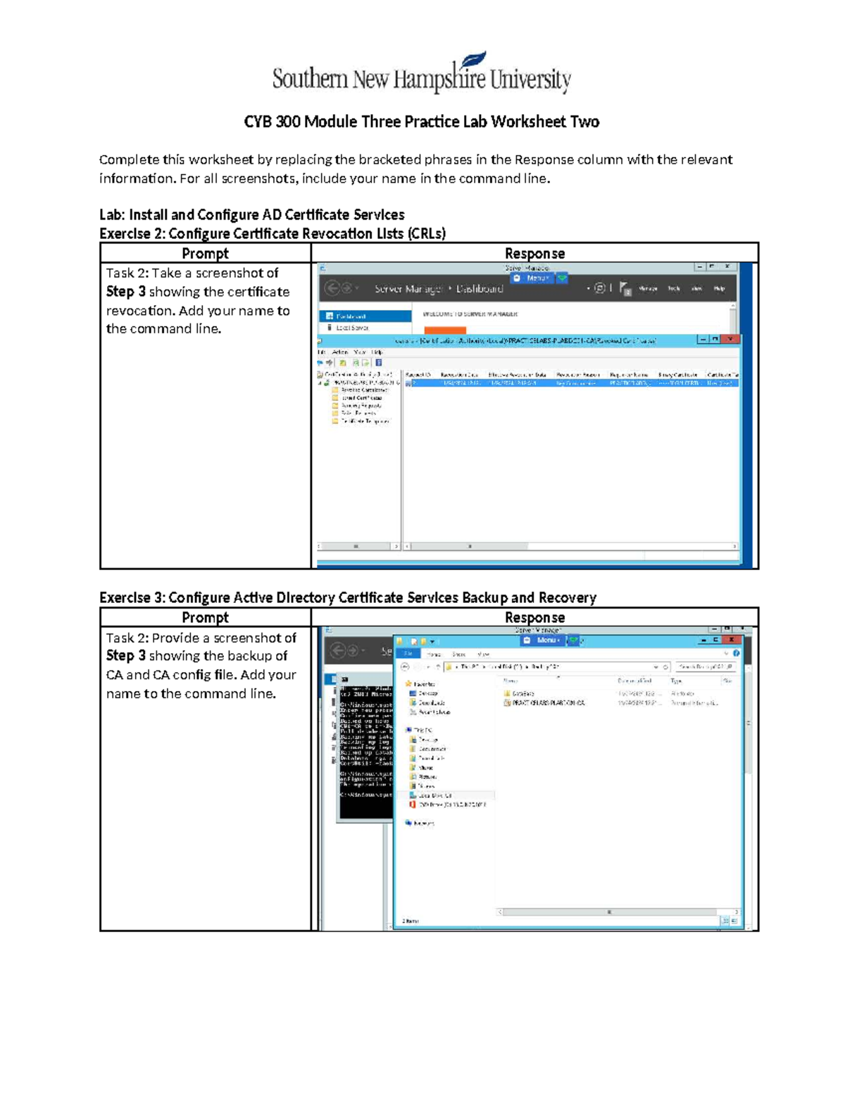 CYB 300 Module Three Practice Lab Worksheet Two - For all screenshots ...